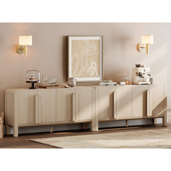 Ebern Designs Adora Set Of 2 Sideboard Buffet With Storage, Modern 126" Wood Credenza With Doors ...